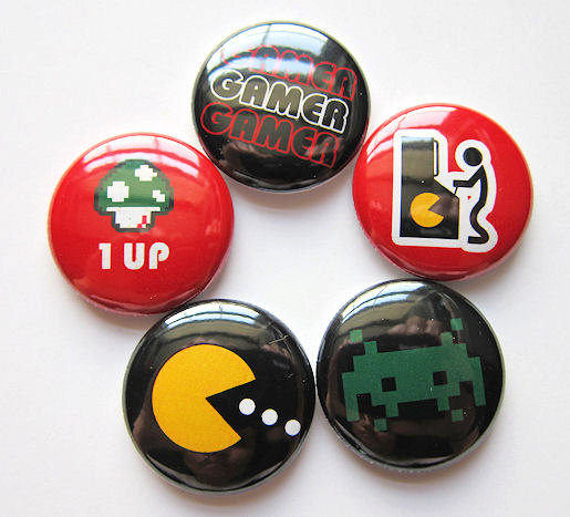 Gamer Inspired Pinback Button Set Of 5 One Inch on Luulla