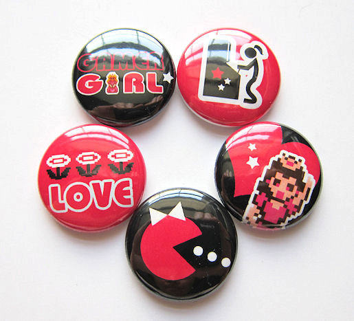 Gamer Girl Pinback Button Set Of 5 One Inch on Luulla